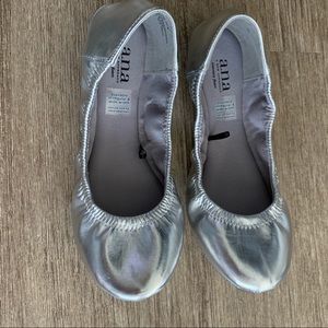 a.n.a | Shoes | Ana Memory Foam Silver Ballet Flats | Poshmark